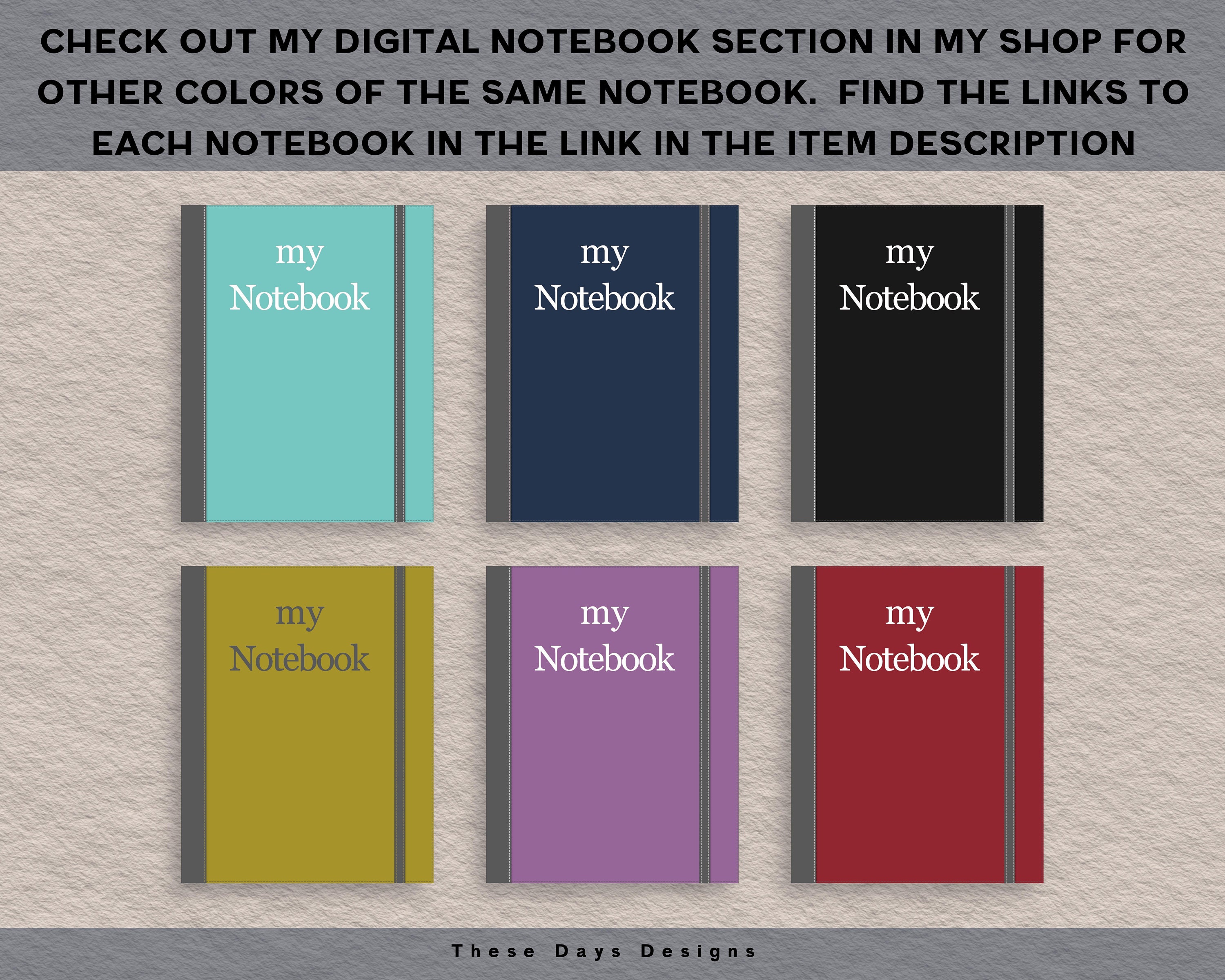 Navy Blue Journal, Digital Notebook, Hyperlinked Notebook, Dot Grid ...