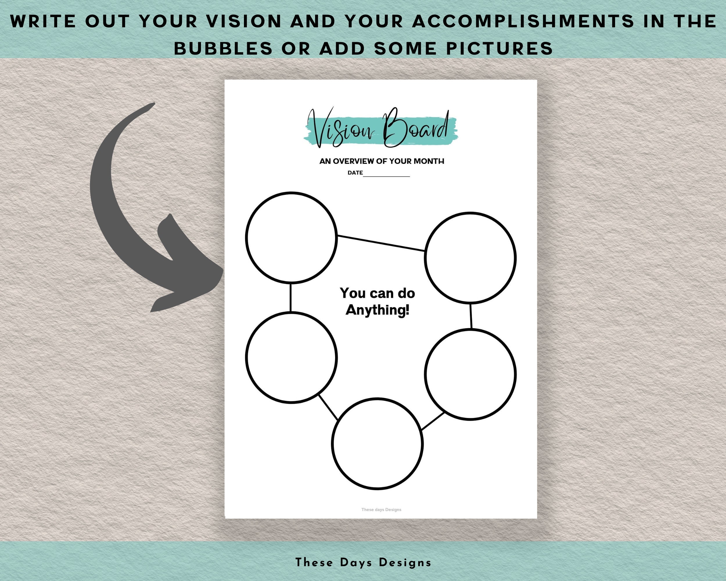 Vision Board Kit Printable Goal Planner 2022 Goal Journal - Etsy
