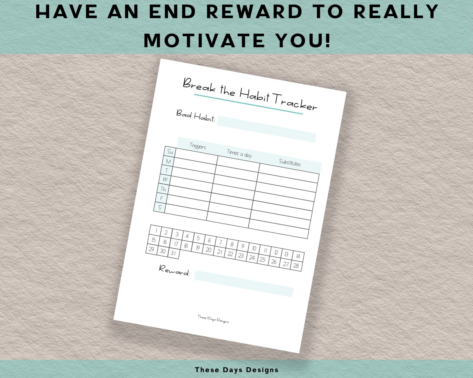 Break the Habit Tracker Calendar, Habit Tracker Printable, Routine ...