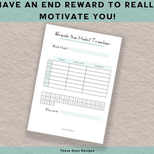 Break the Habit Tracker Calendar, Habit Tracker Printable, Routine ...