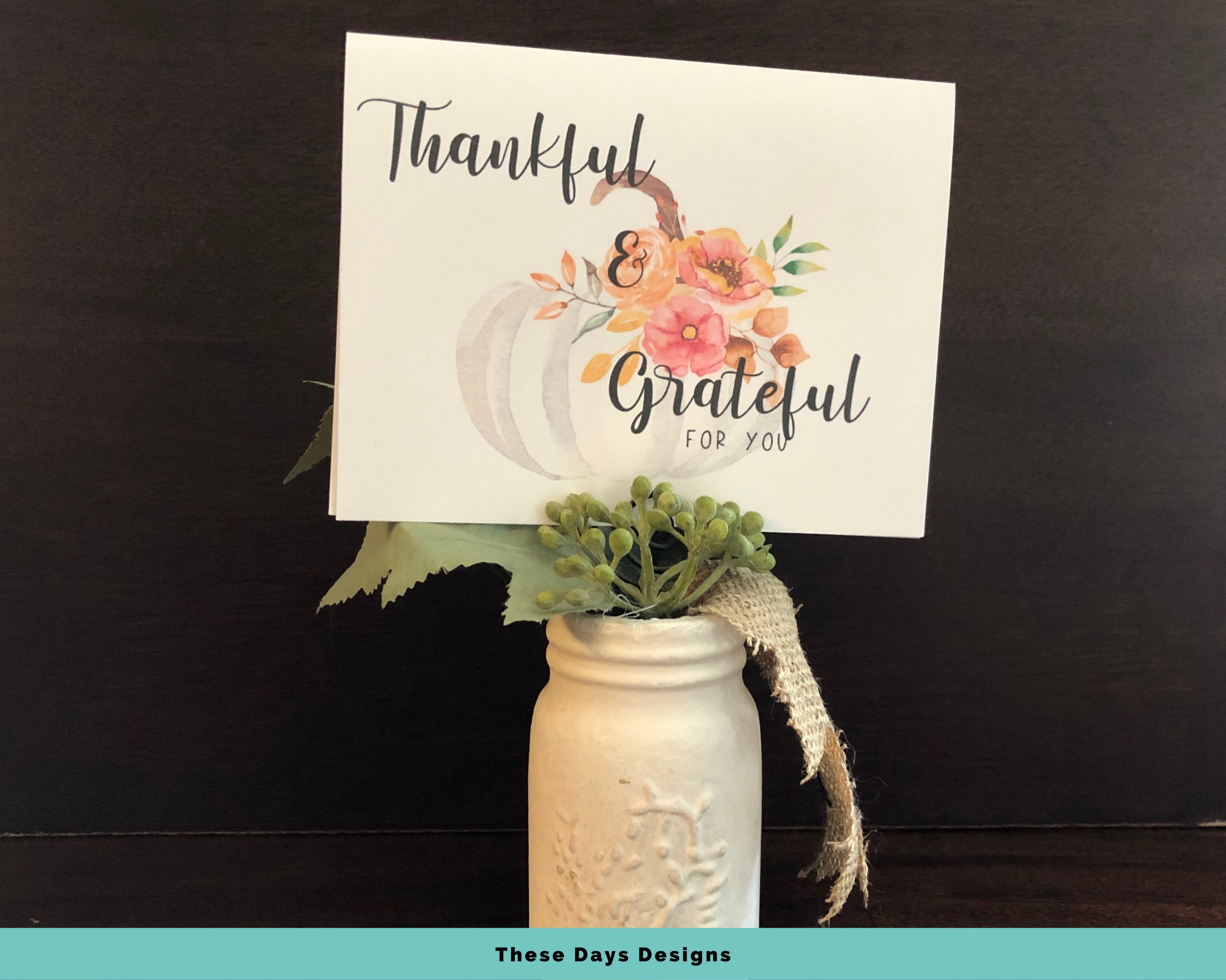 Thankful Cards, Printable, Grateful Cards for You Card Set of 4, Boho ...