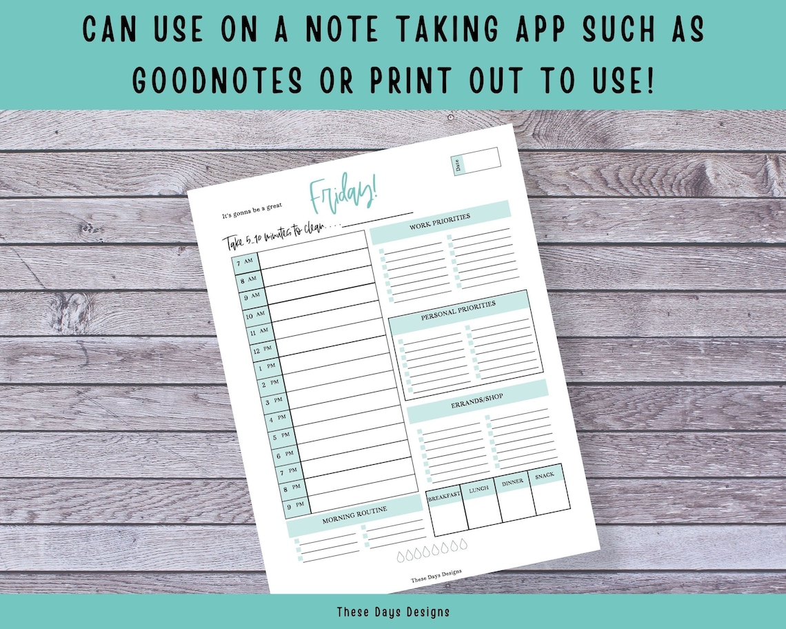 Daily Routine Printable, 7 Day Planner, Day Planner Template, Employee ...