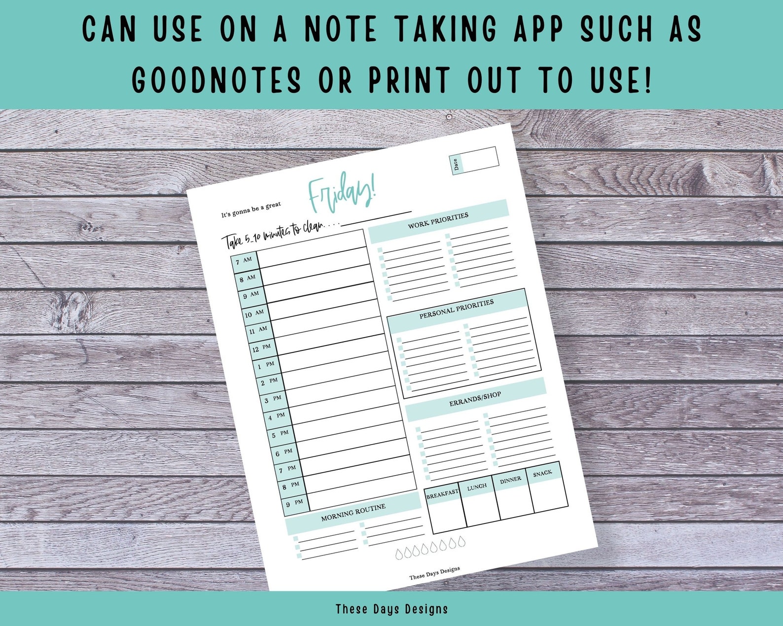 Daily Routine Printable, 7 Day Planner, Day Planner Template, Employee ...