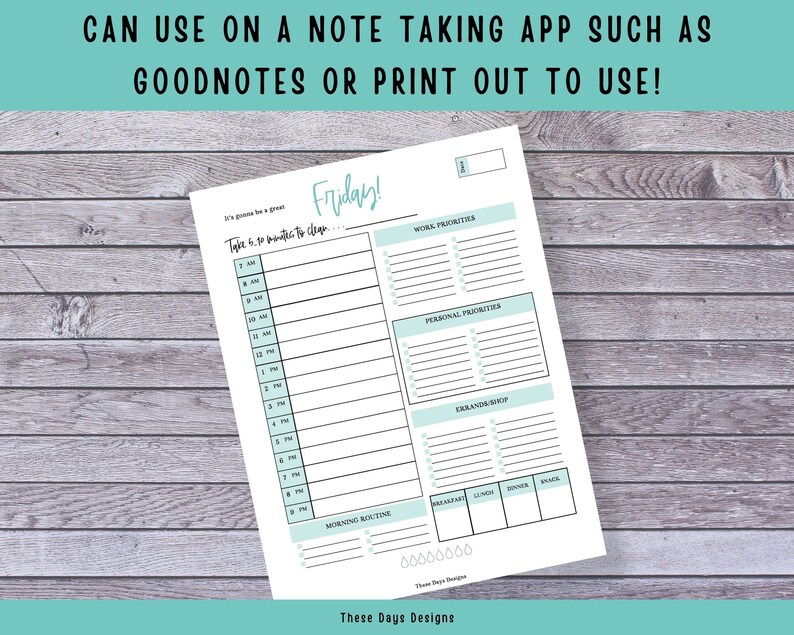 Daily Routine Printable, 7 Day Planner, Day Planner Template, Employee ...