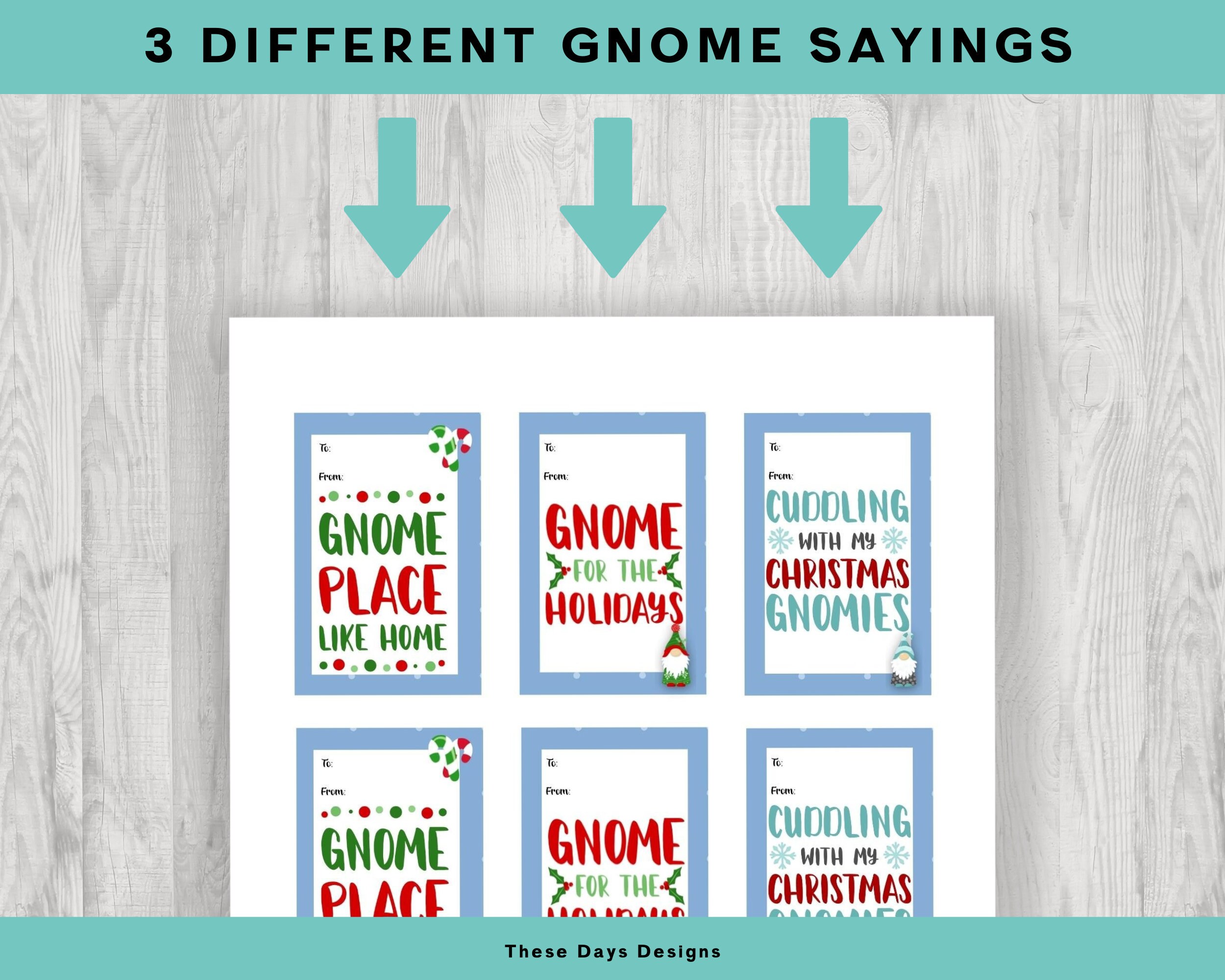 Christmas Gnome Gift Tags, Printable, Digital Gift Tags, Christmas ...