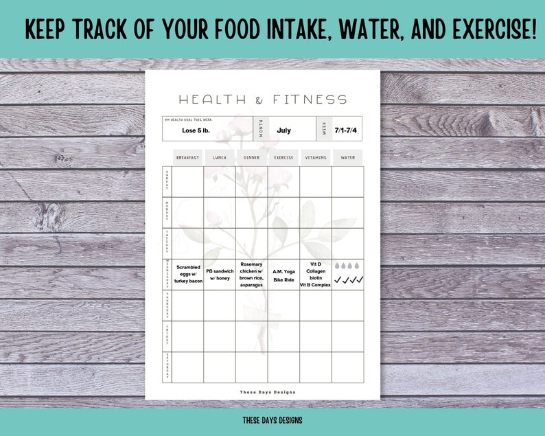 Fitness Planner, Meal Planner, Printable, Health Tracker, Fitness ...
