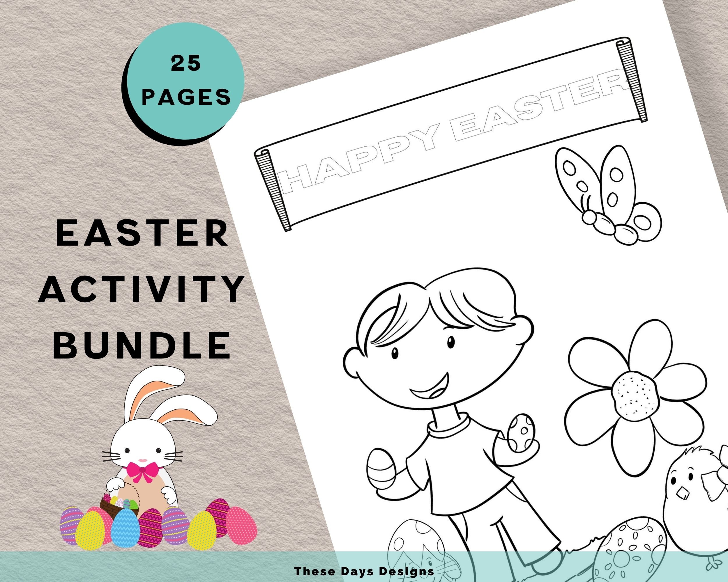 Easter Activity Pages, for Kids, Digital Download, Easter Printable ...