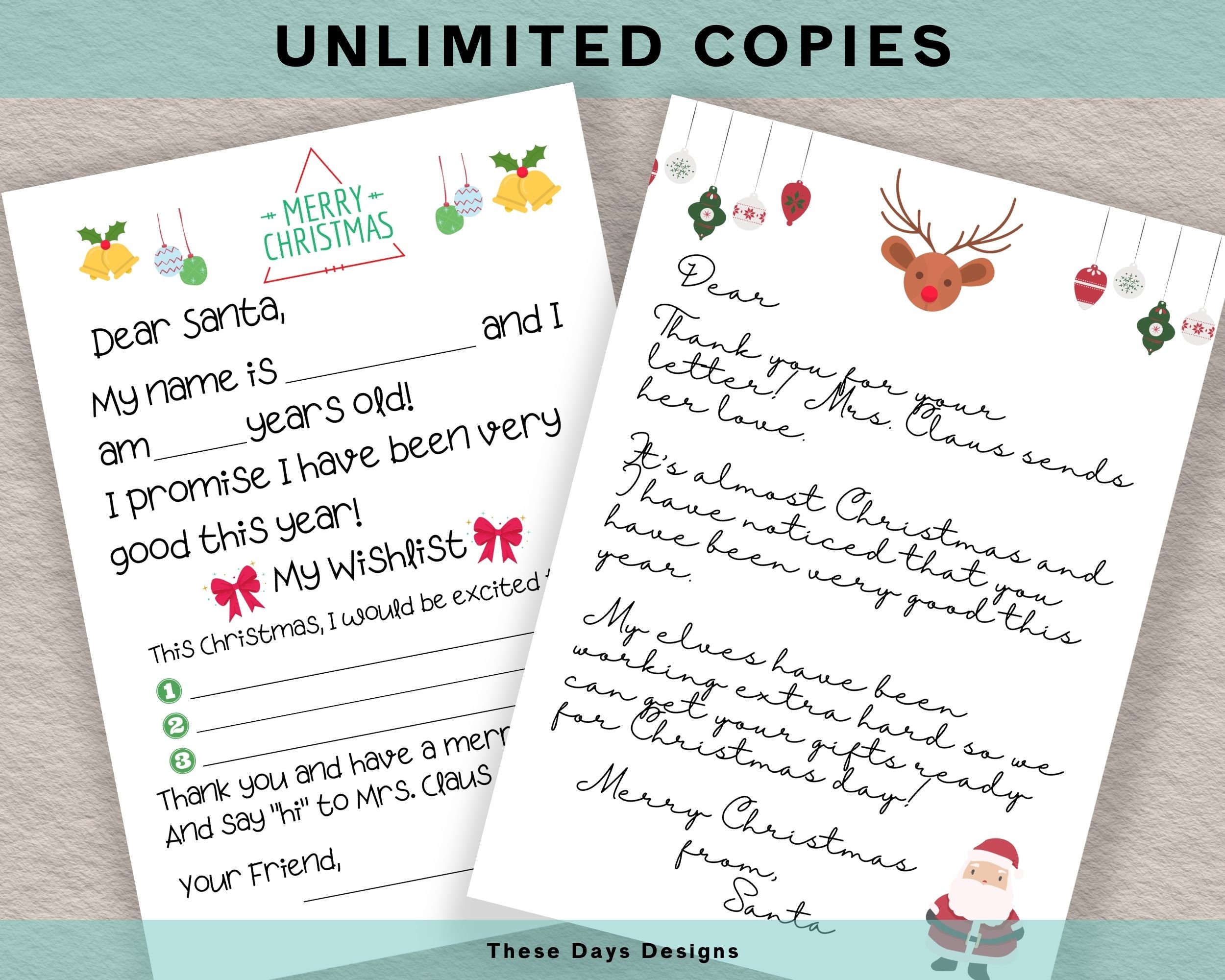 Dear Santa Letter Printable Template, Editable Letter From Santa ...