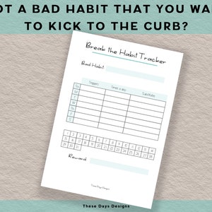 Break the Habit Tracker Calendar, Habit Tracker Printable, Routine ...