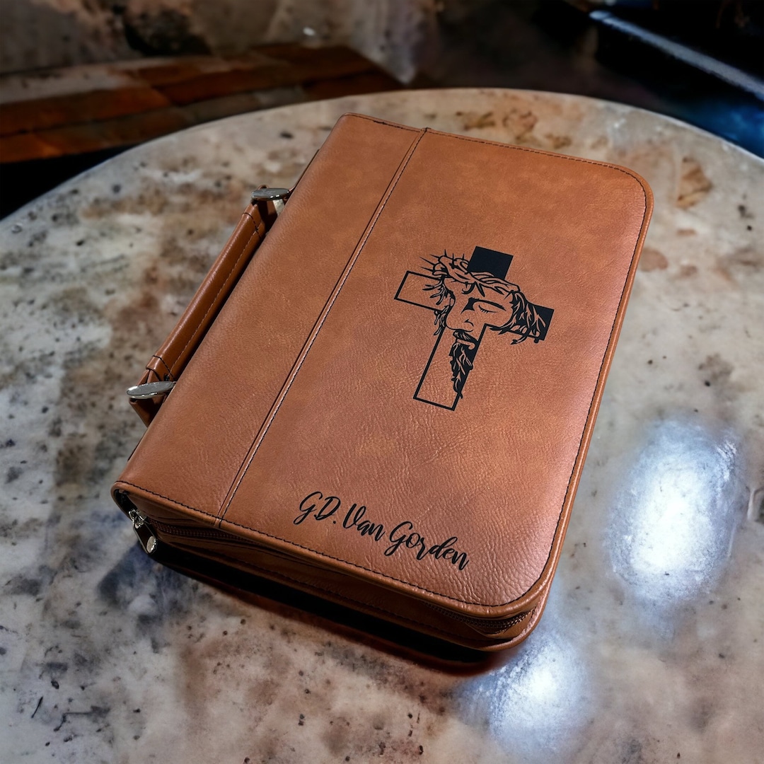 Personalized Leather Bible Cover, Laser Engraved Bible Cover ...