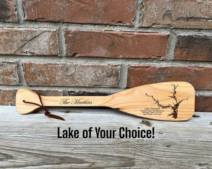 Laser Engraved Lake Paddle, Personalized Oar, Lake Hartwell ...