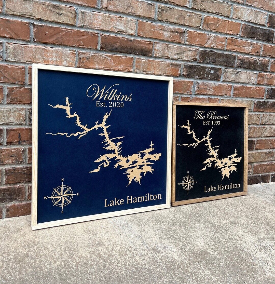 Lake Hamilton Lake Map Arkansas Lake Lake Map Wall Hanging - Etsy
