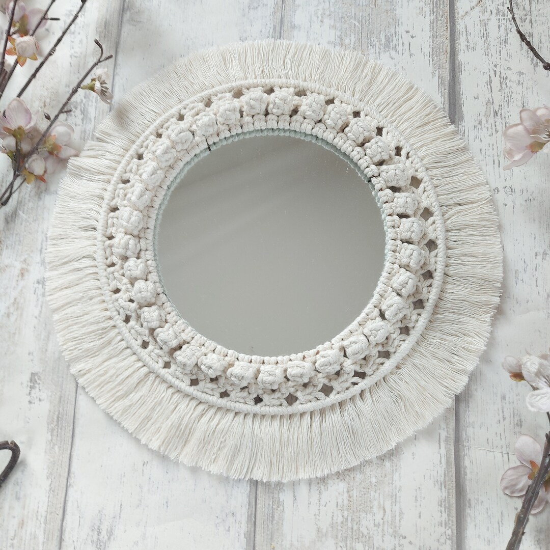 Macrame Wreath Mirror, Macrame Mandala Mirror, Circular Macrame Mirror ...