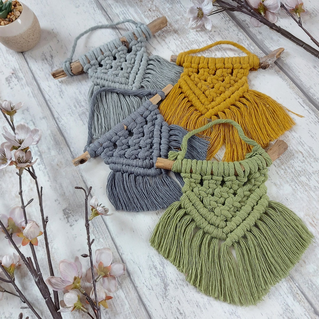 Mini Macrame Wall Hanging, Small Boho Home Decor, Macrame Door Hanger ...