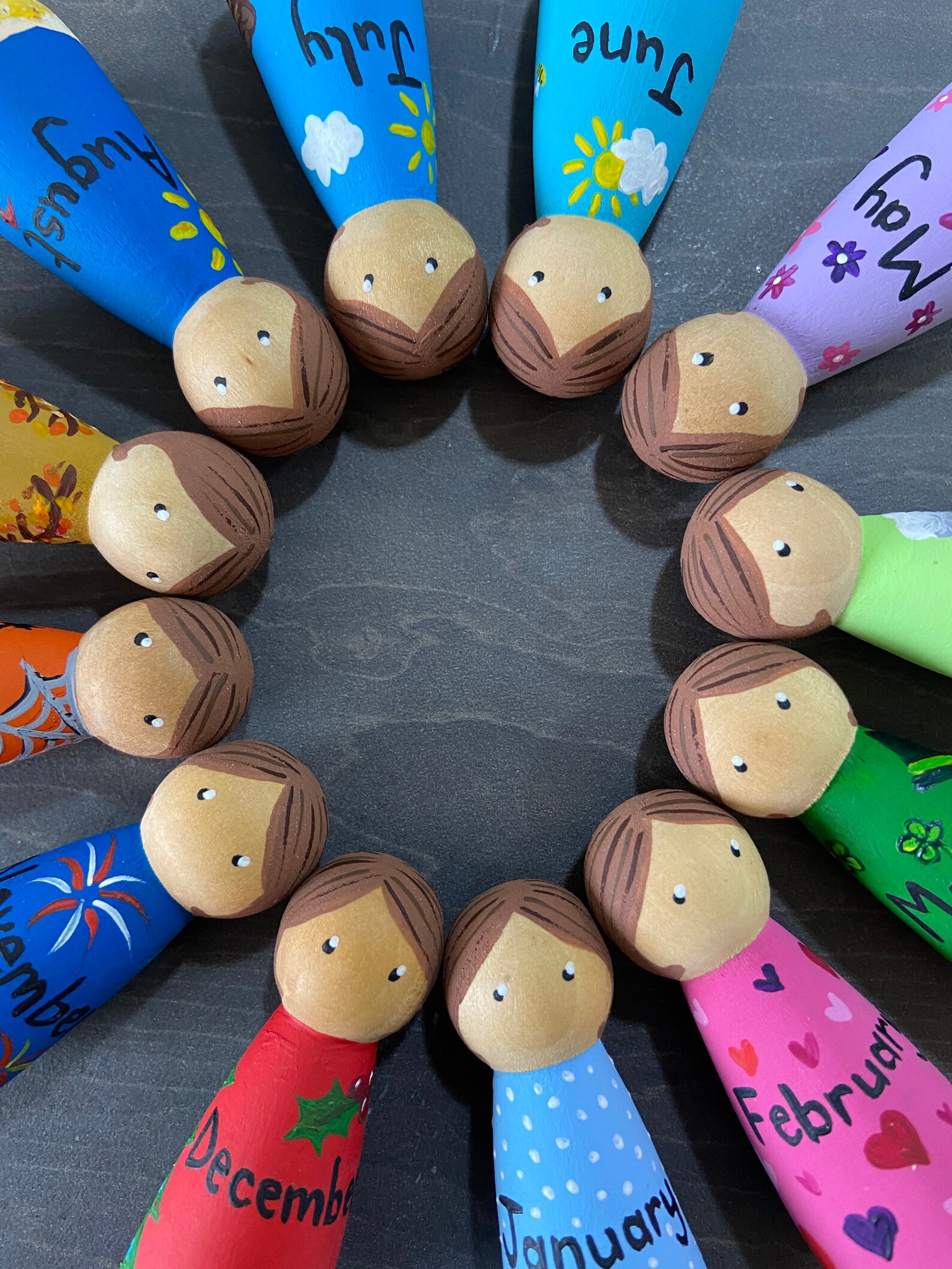 Months of the Year Peg Doll Set - Etsy