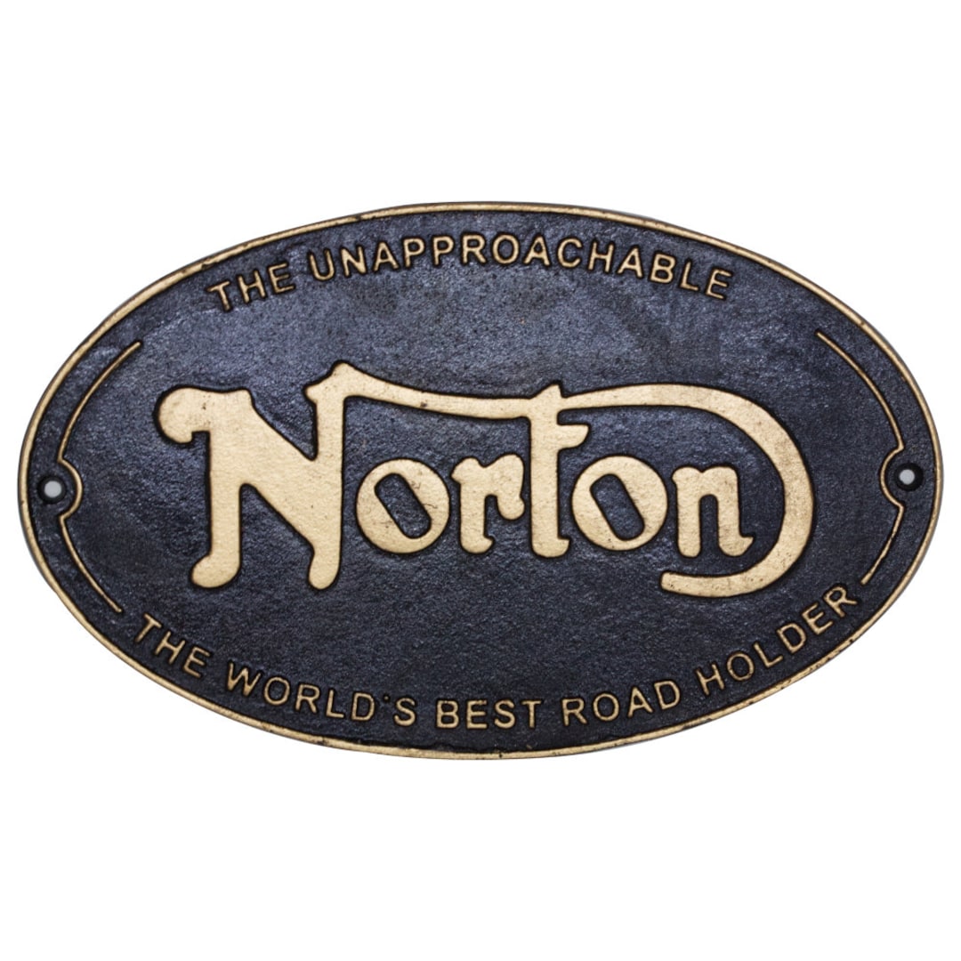 Cast Iron Norton Road Holder Motorbike Black/gold Oval Metal Sign Wall ...