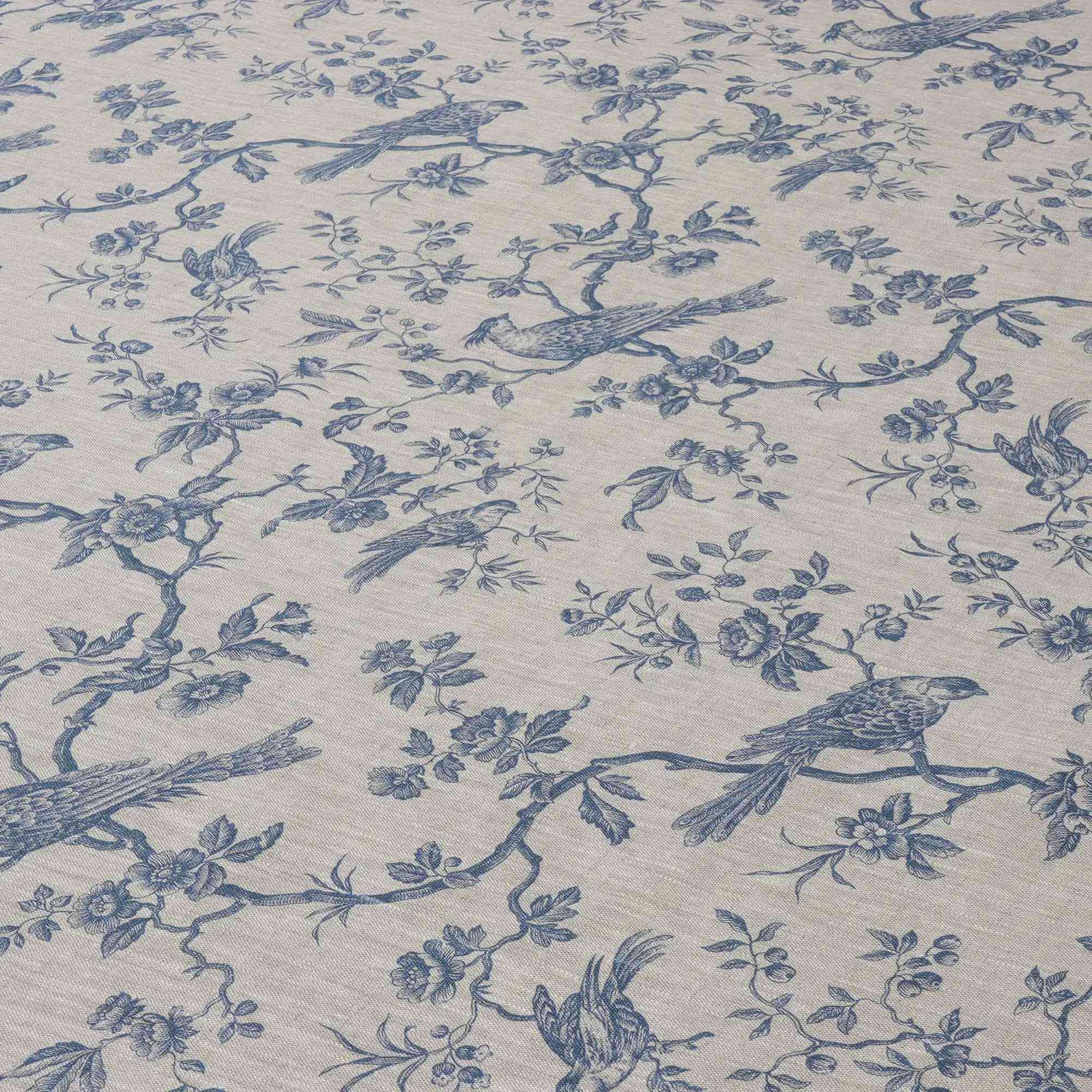 Isabelle Bird Toile Blue Linen Fabric 100% Linen 150cm Floral. Sold by ...