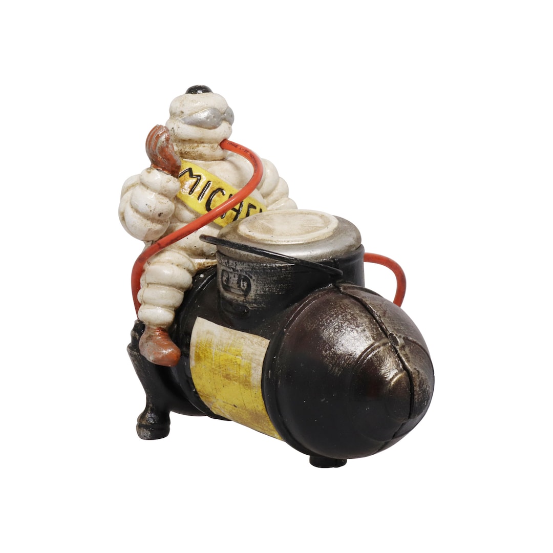 Cast Iron Bibendum Michelin Man Sat on A Compressor Vintage Retro ...