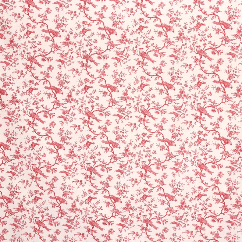 Isabelle Bird Toile Mini Red Fabric 100% Cotton 280cm Floral. Sold by ...