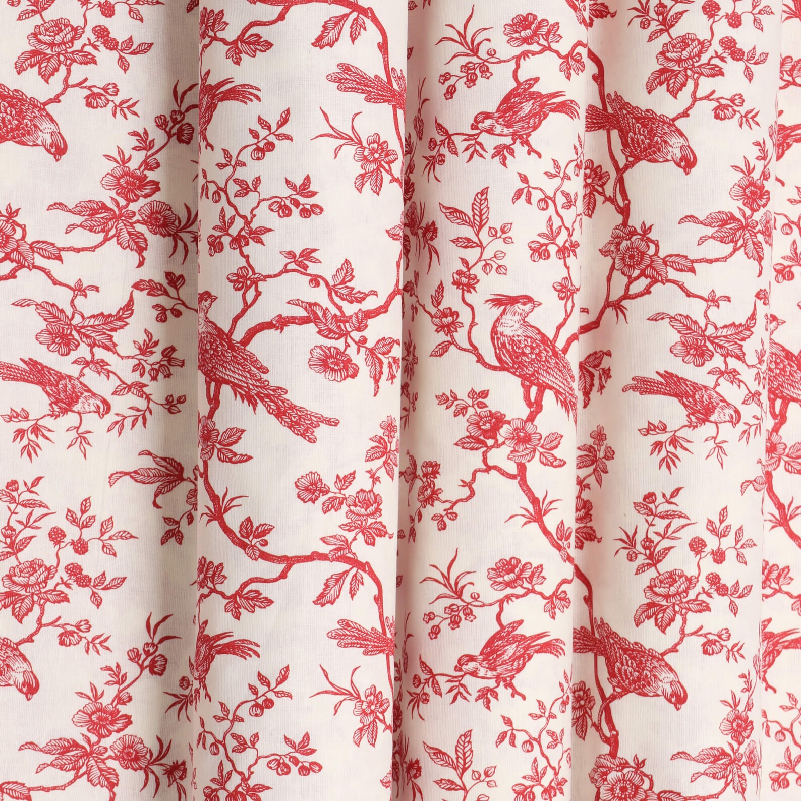 Isabelle Bird Toile Mini Red Fabric 100% Cotton 280cm Floral. Sold by ...