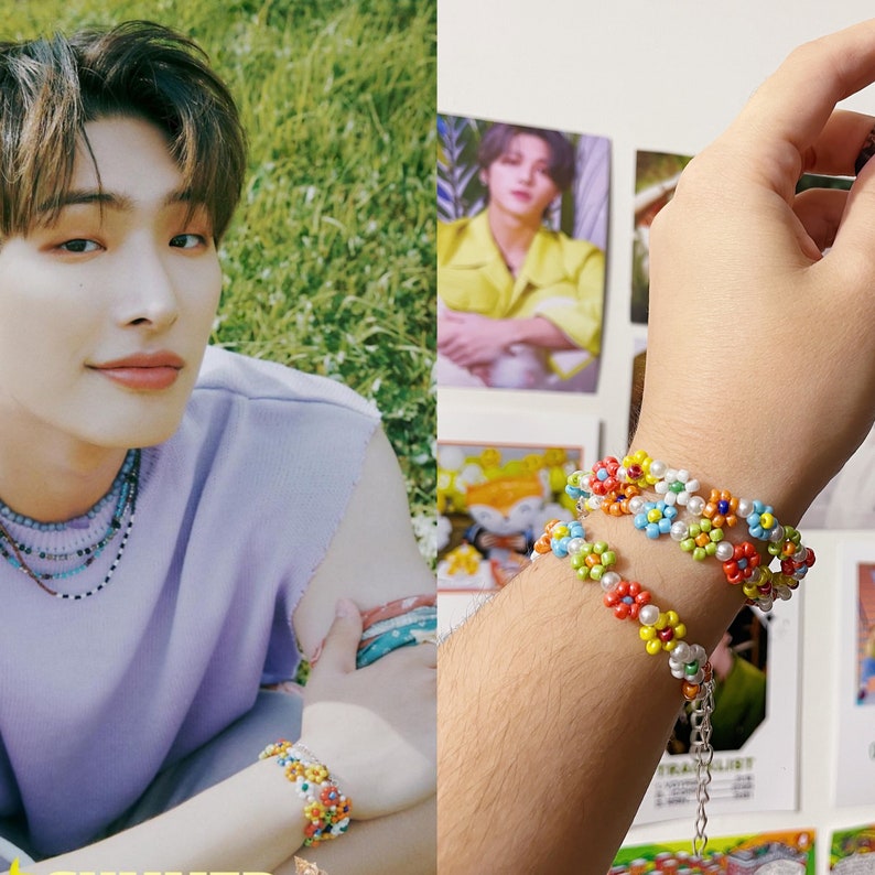 Beaded Bracelet Ateez Mingi Inspired Daisy Flower Bracelet - Etsy