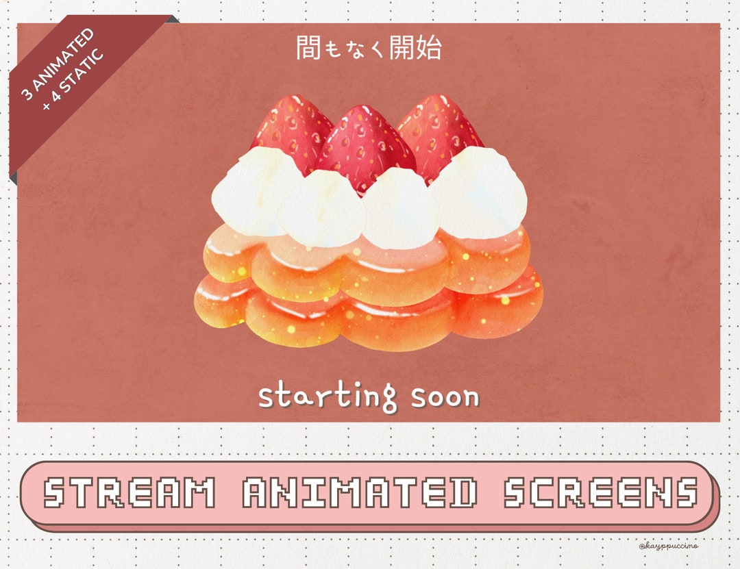 Cozy Strawberry Snacks Animated & Static Twitch Stream Screens Lofi ...
