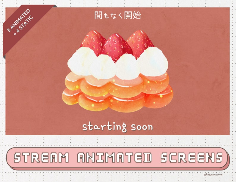 Cozy Strawberry Snacks Animated & Static Twitch Stream Screens Lofi ...