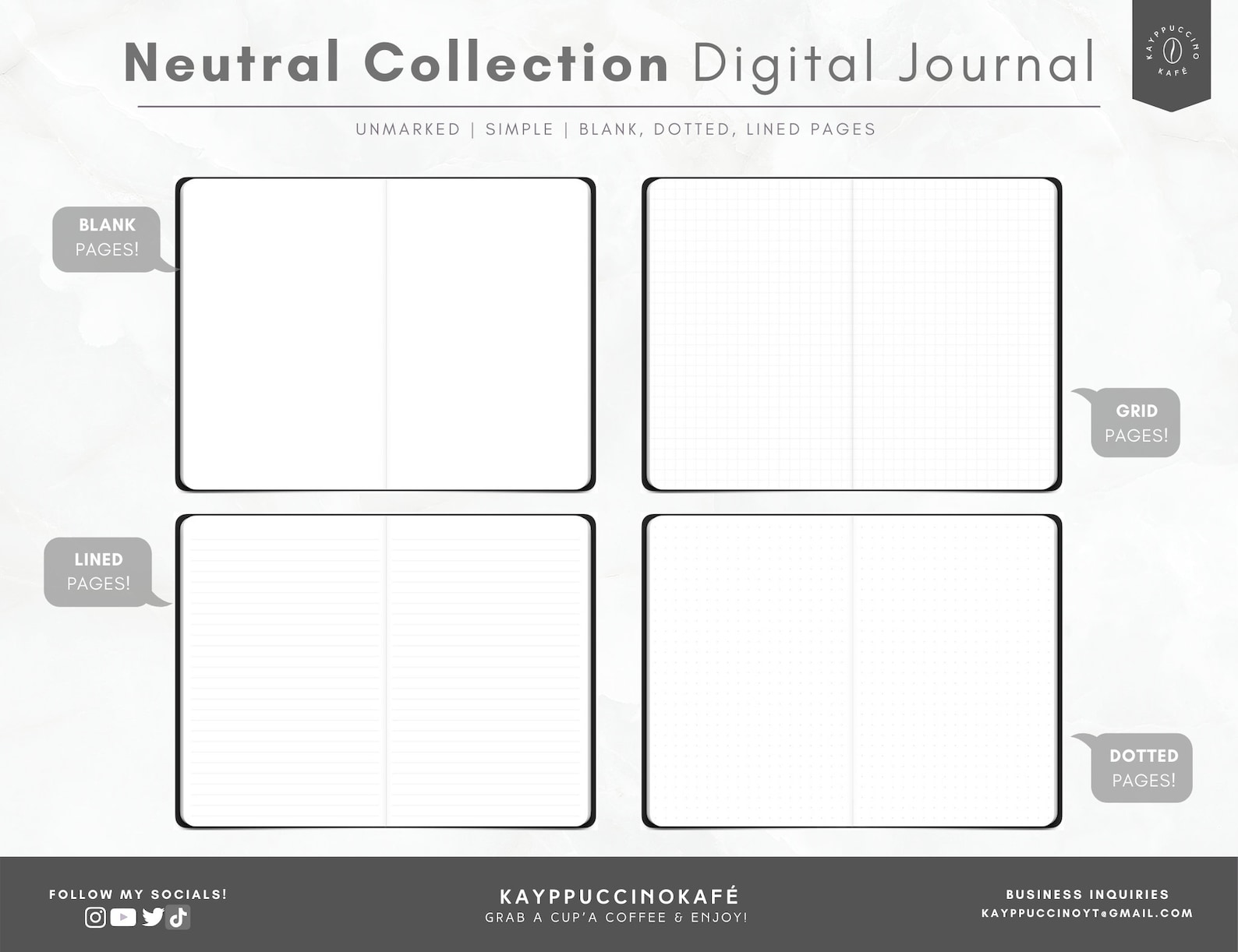 5 Digital Bullet Journals/notebooks NEUTRAL COLLECTION - Etsy