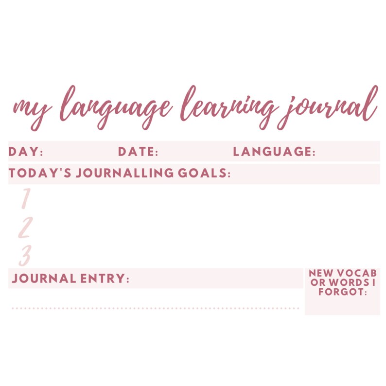 Language Learning Journal Printable PDF Resource - Etsy