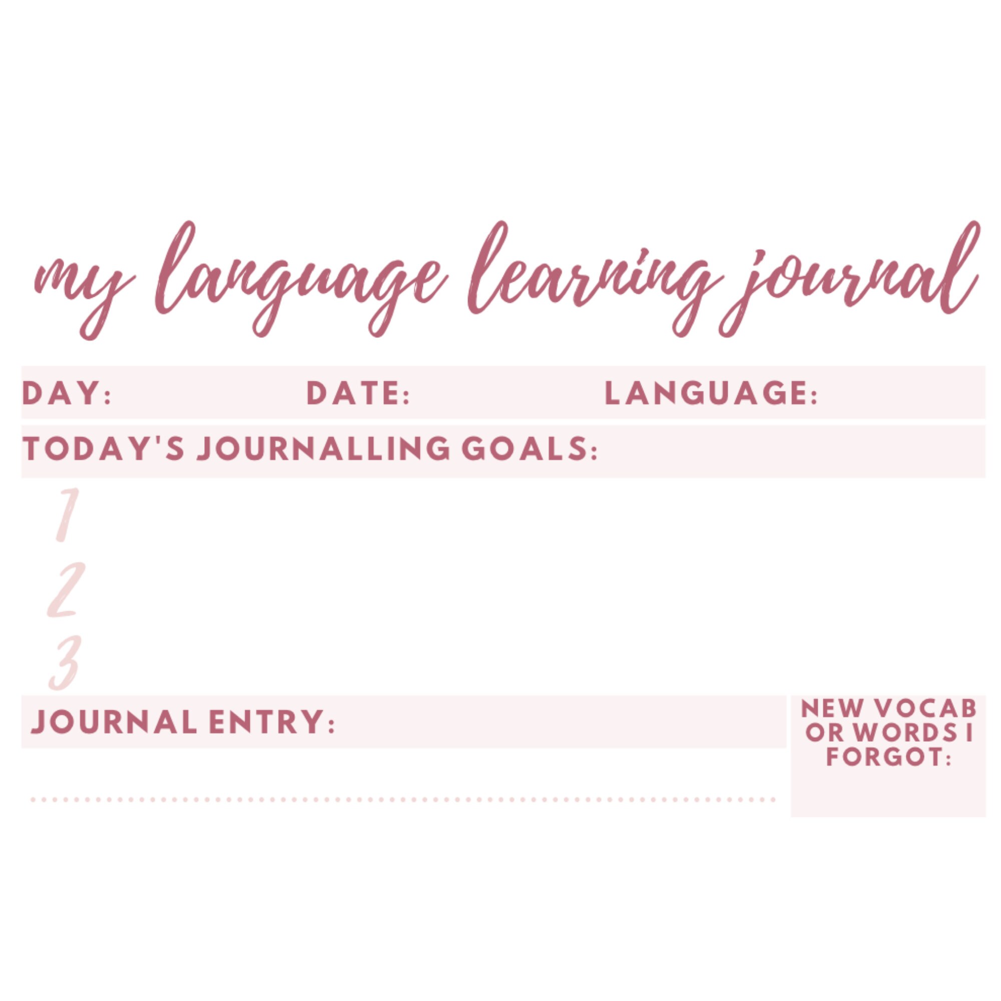 Language Learning Journal Printable PDF Resource - Etsy