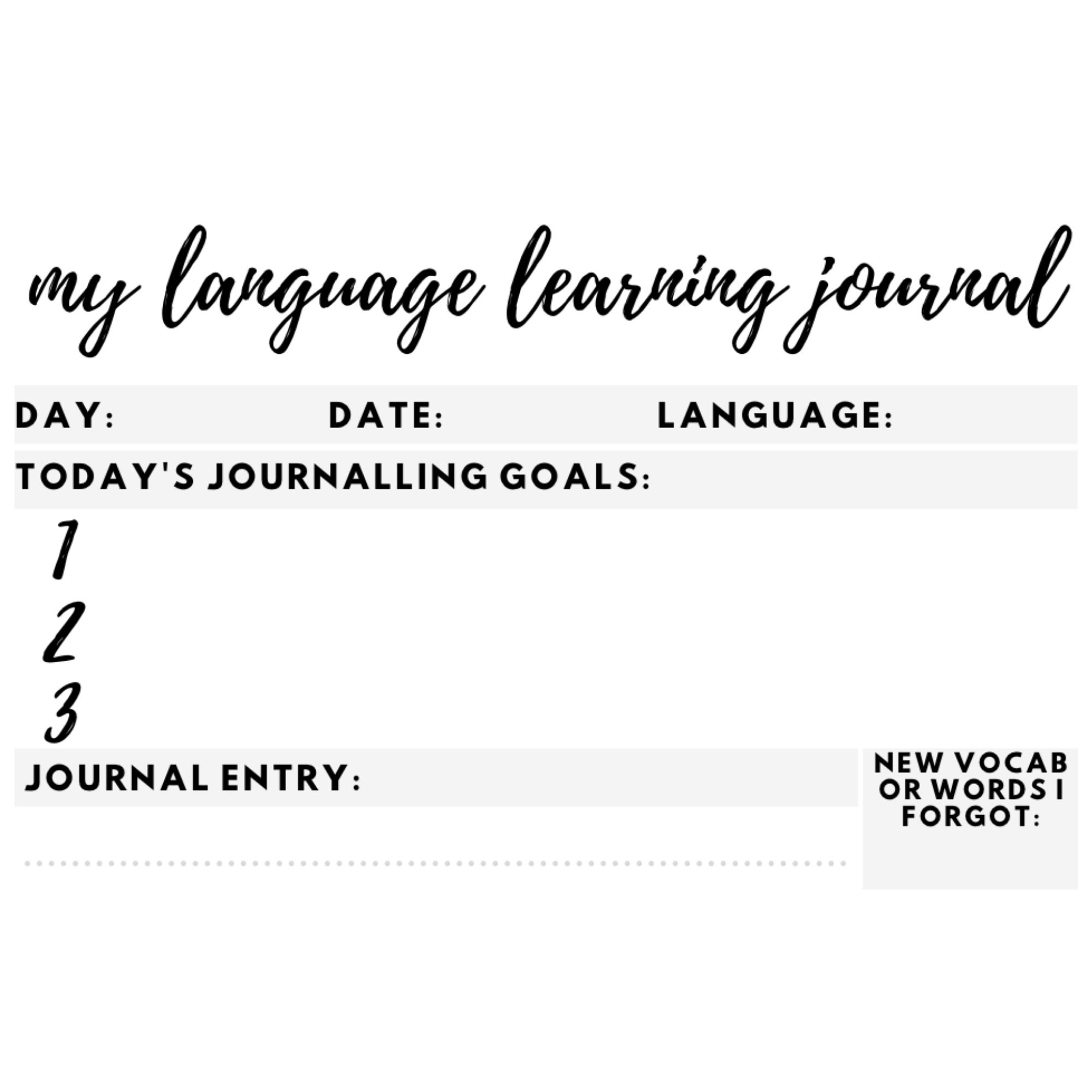 Language Learning Journal Printable PDF Resource - Etsy