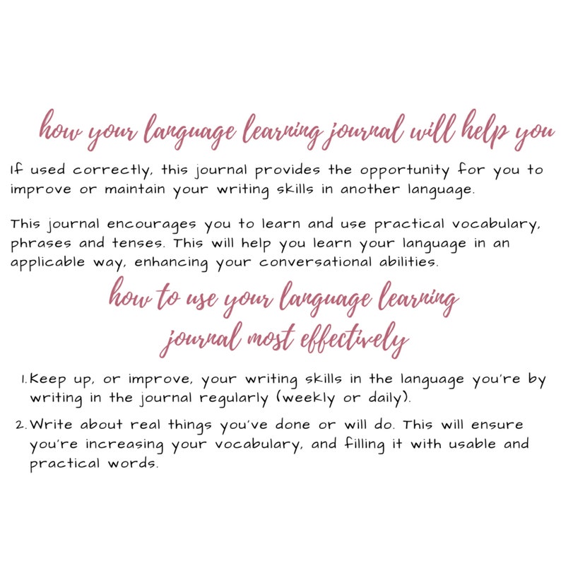 Language Learning Journal Printable PDF Resource - Etsy