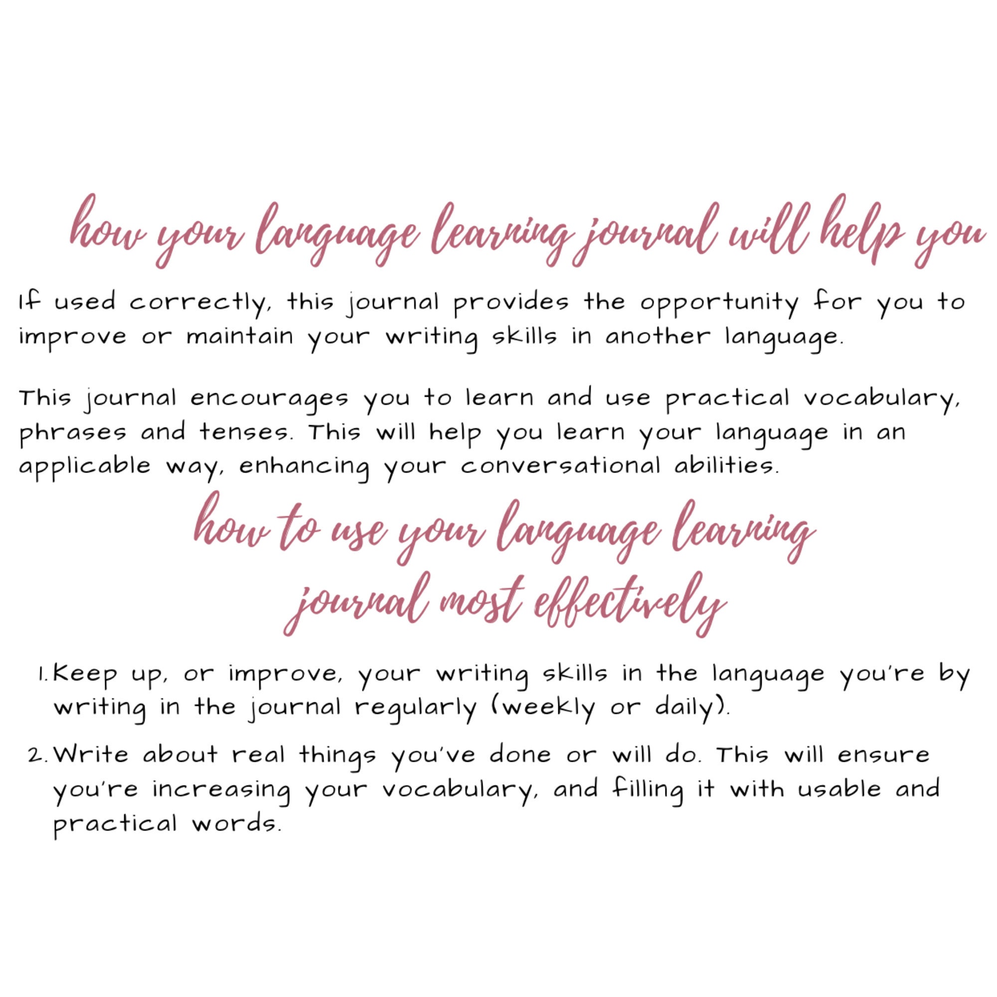Language Learning Journal Printable PDF Resource - Etsy