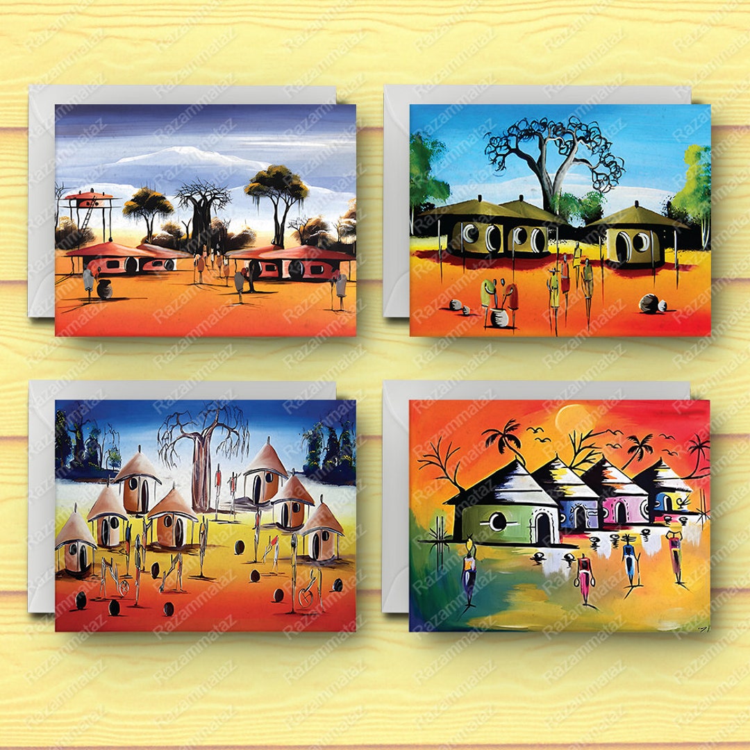 Set of 4 African Cards F - Etsy