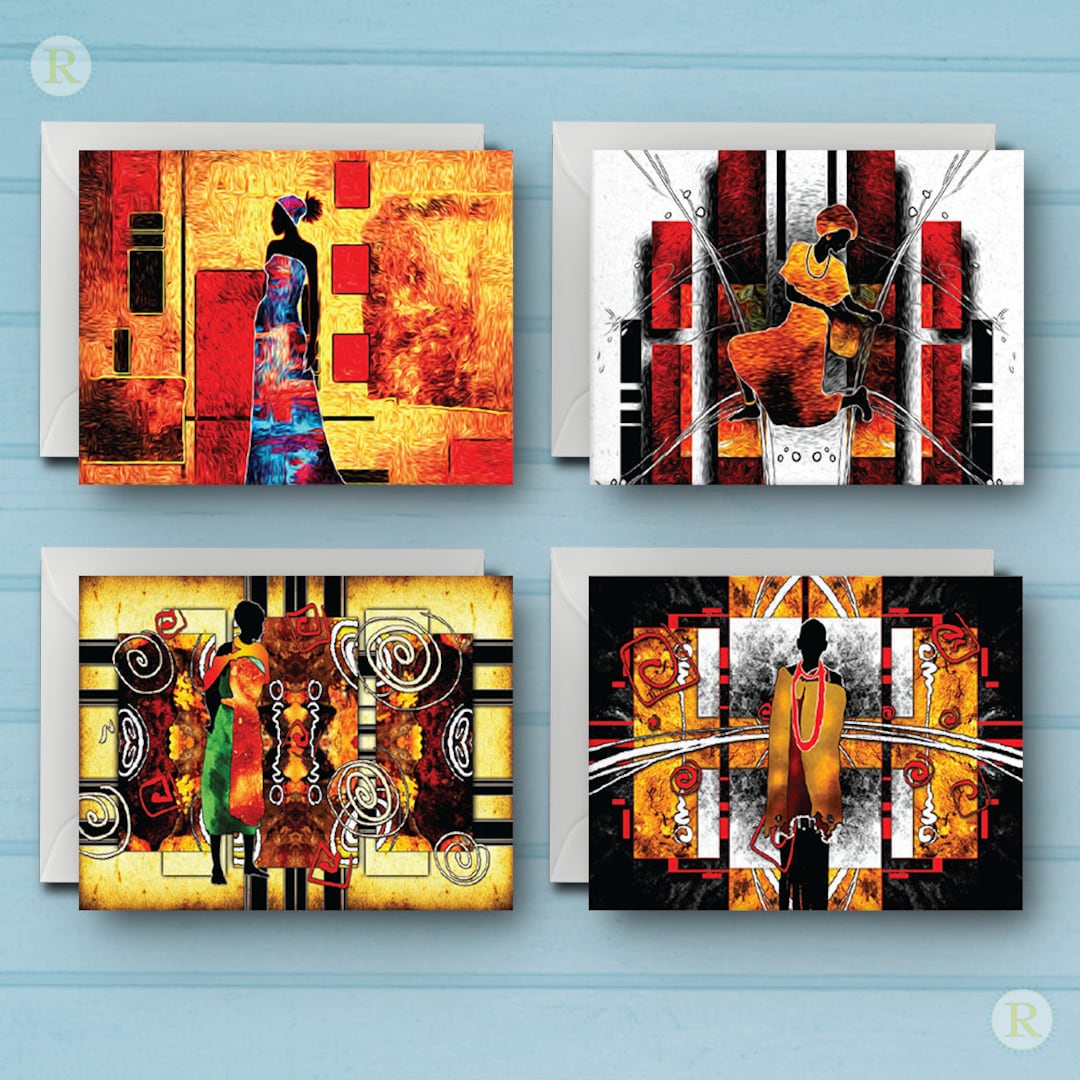 Set of 4 African Cards B - Etsy