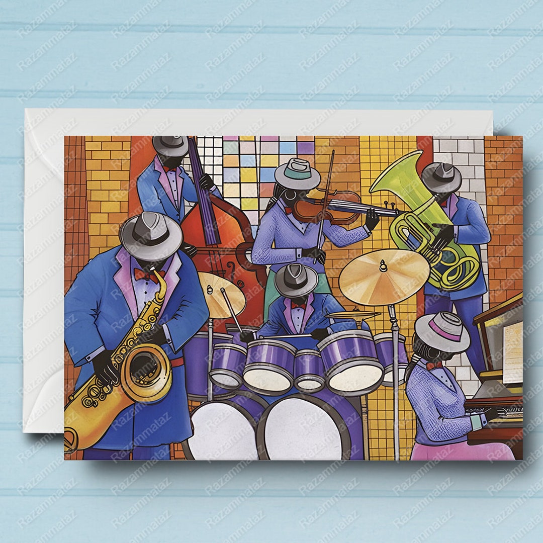 Black Jazz Band A Card - Etsy
