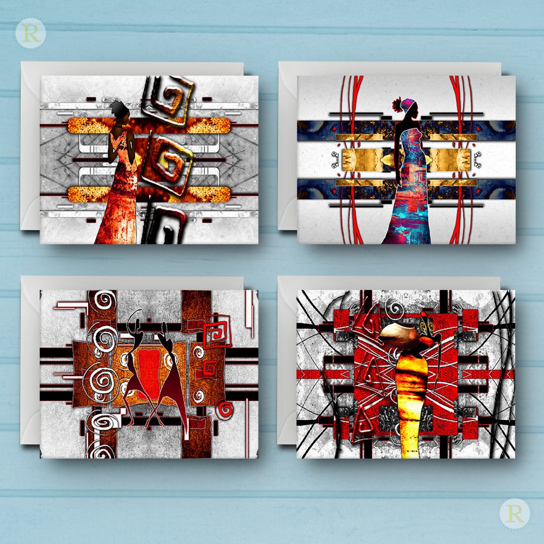 Set of 4 African Cards C - Etsy
