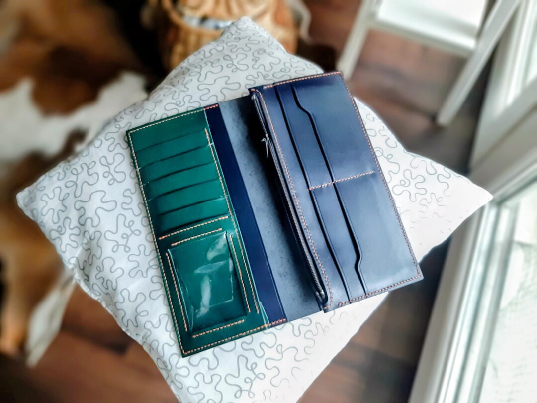 Handmade Vegetable Tanned Leather Long Wallet With Zipper, Personalized ...