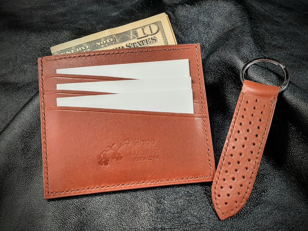 Handmade Vegetable Tanned Leather Card Wallet With ID Window - Etsy