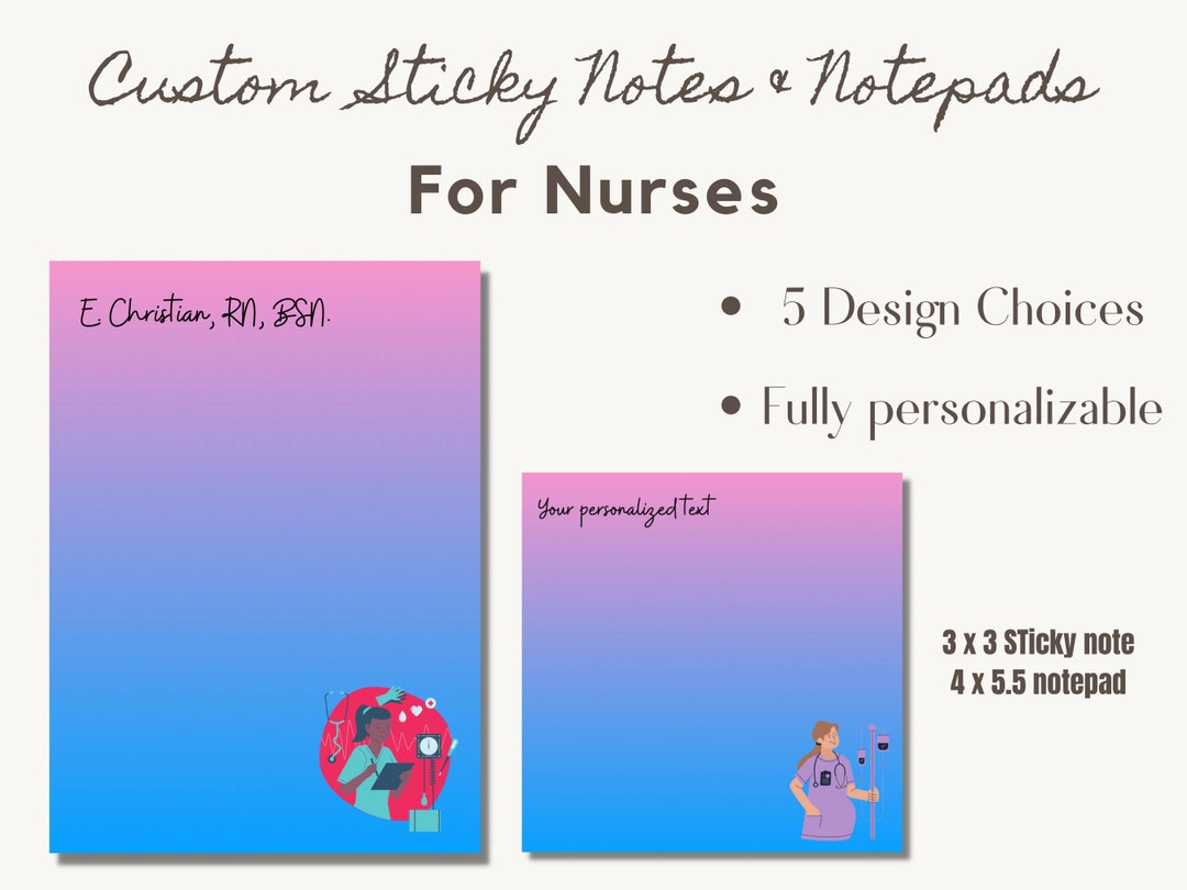 3x3 Sticky Note, Nursing Notes , Cute Sticky Notes & Notepad Stationery ...