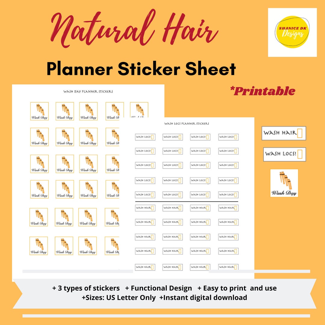 Natural Hair Wash Day Printable Planner Stickers Natural - Etsy