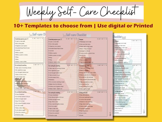 Weekly Self Care Checklist Daily Self Care Routine - Etsy