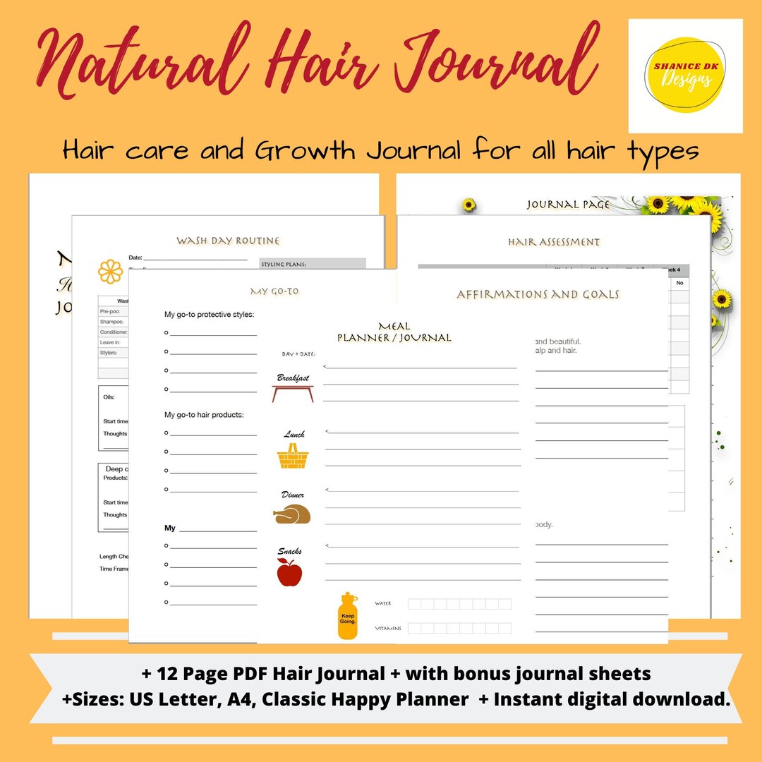 Natural Hair Growth Journal Planner for Natural Hair Hair Goals ...
