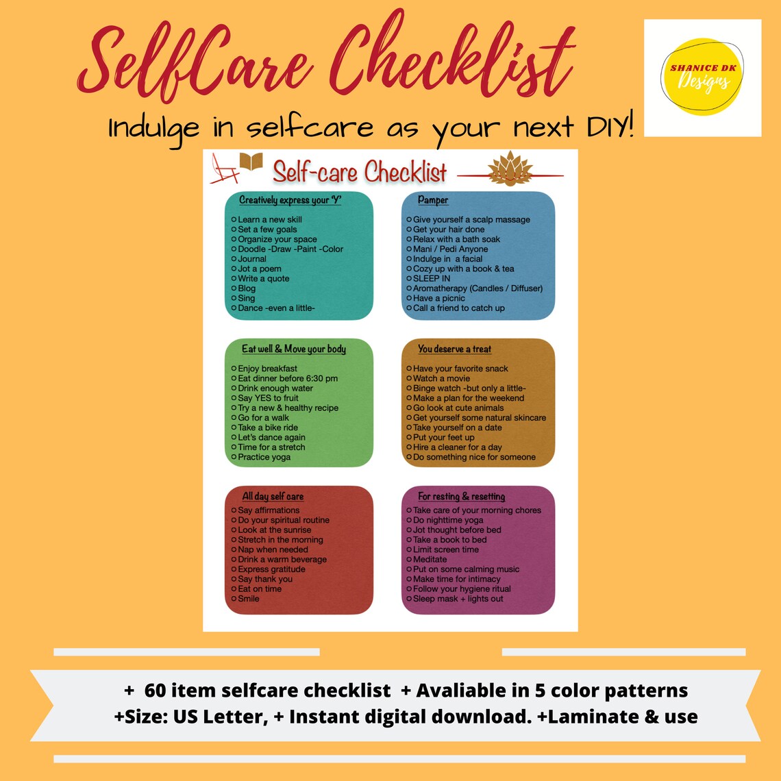 Selfcare Checklist Daily Self Care Routine Self Care To-do - Etsy