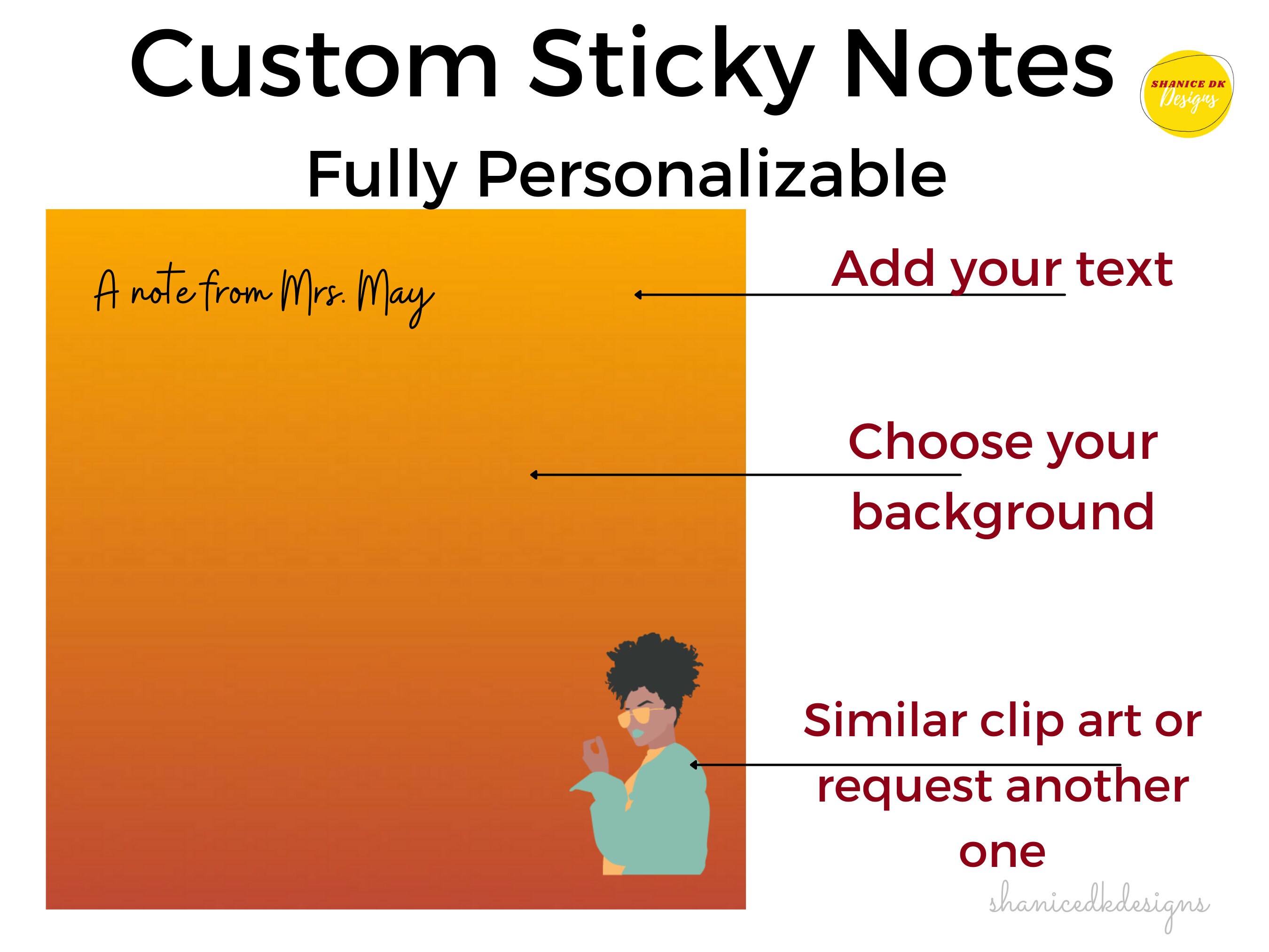 Custom Sticky Notes Clip Art Personalized Gift Custom Post - Etsy