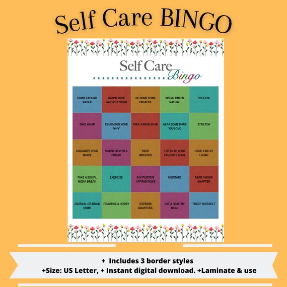 Bingo de autocuidado / Bingo de autocuidado imprimible / Tarjetas de ...