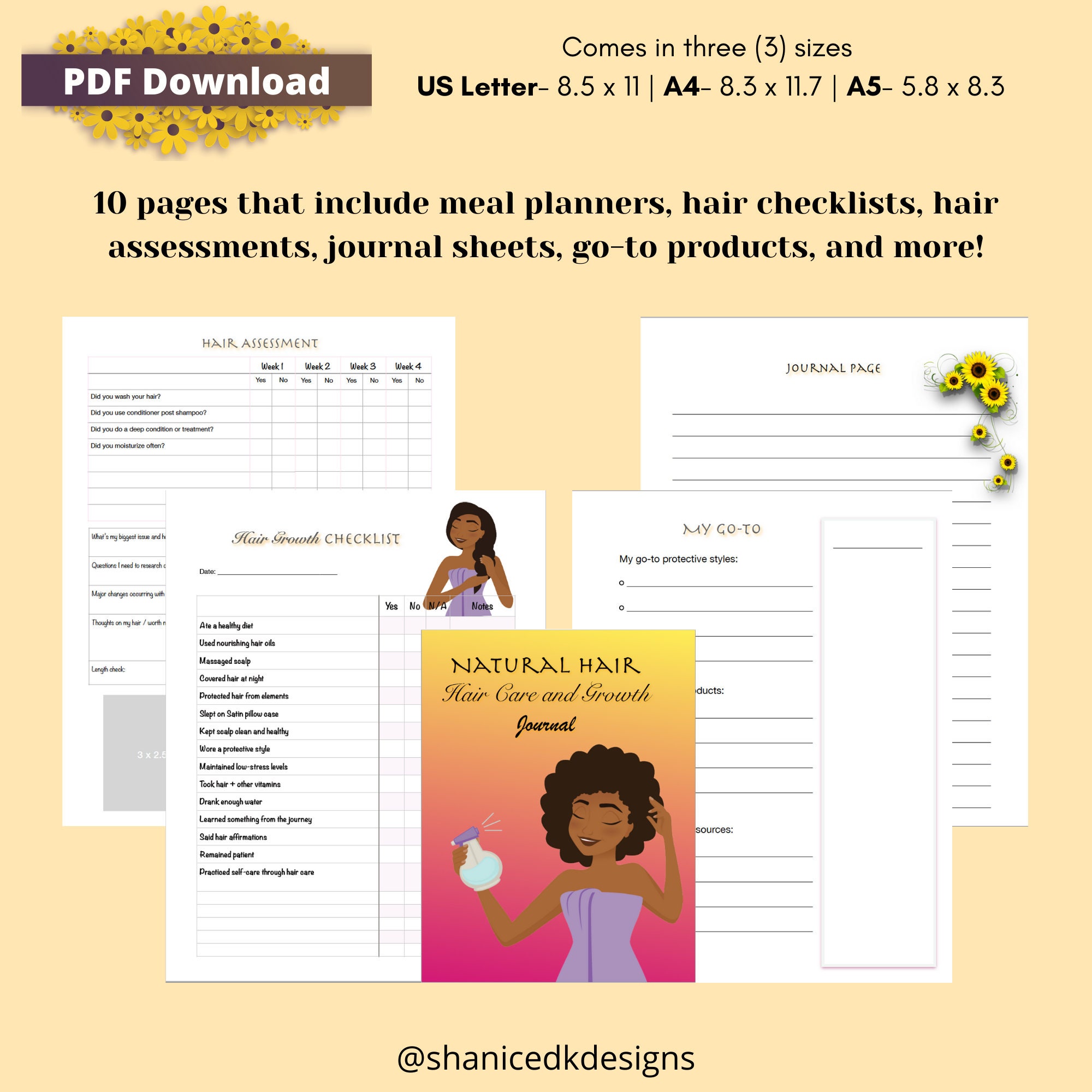 Natural Hair Journal & Planner Hair Growth Journal Natural - Etsy