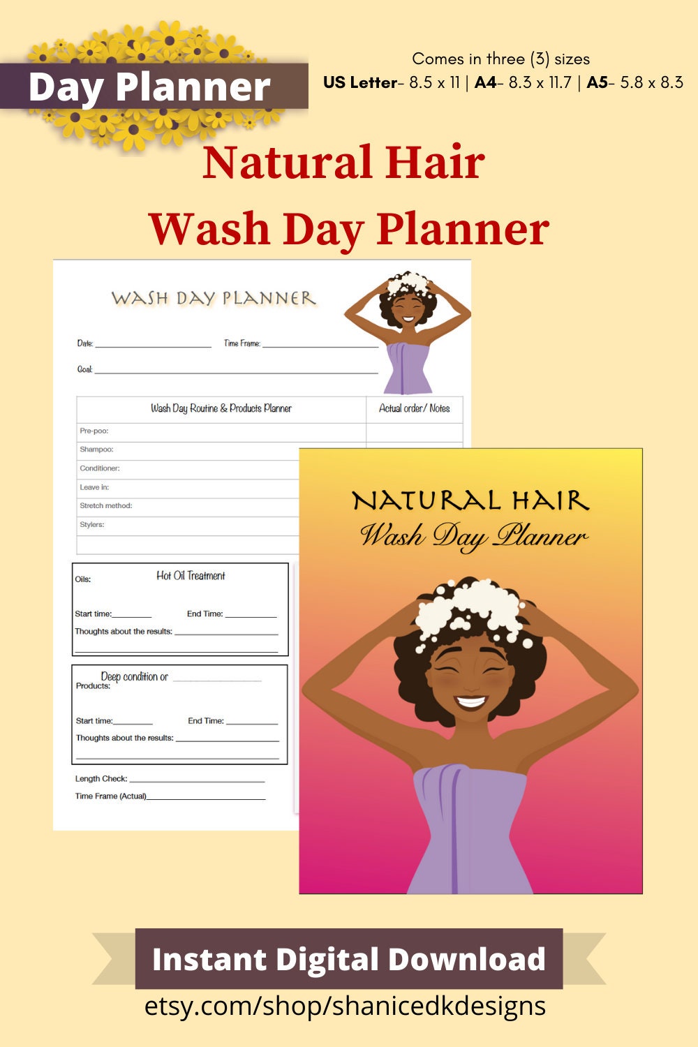 Natural Hair Wash Day Planner Hair Wash Day Planning Sheet | Etsy