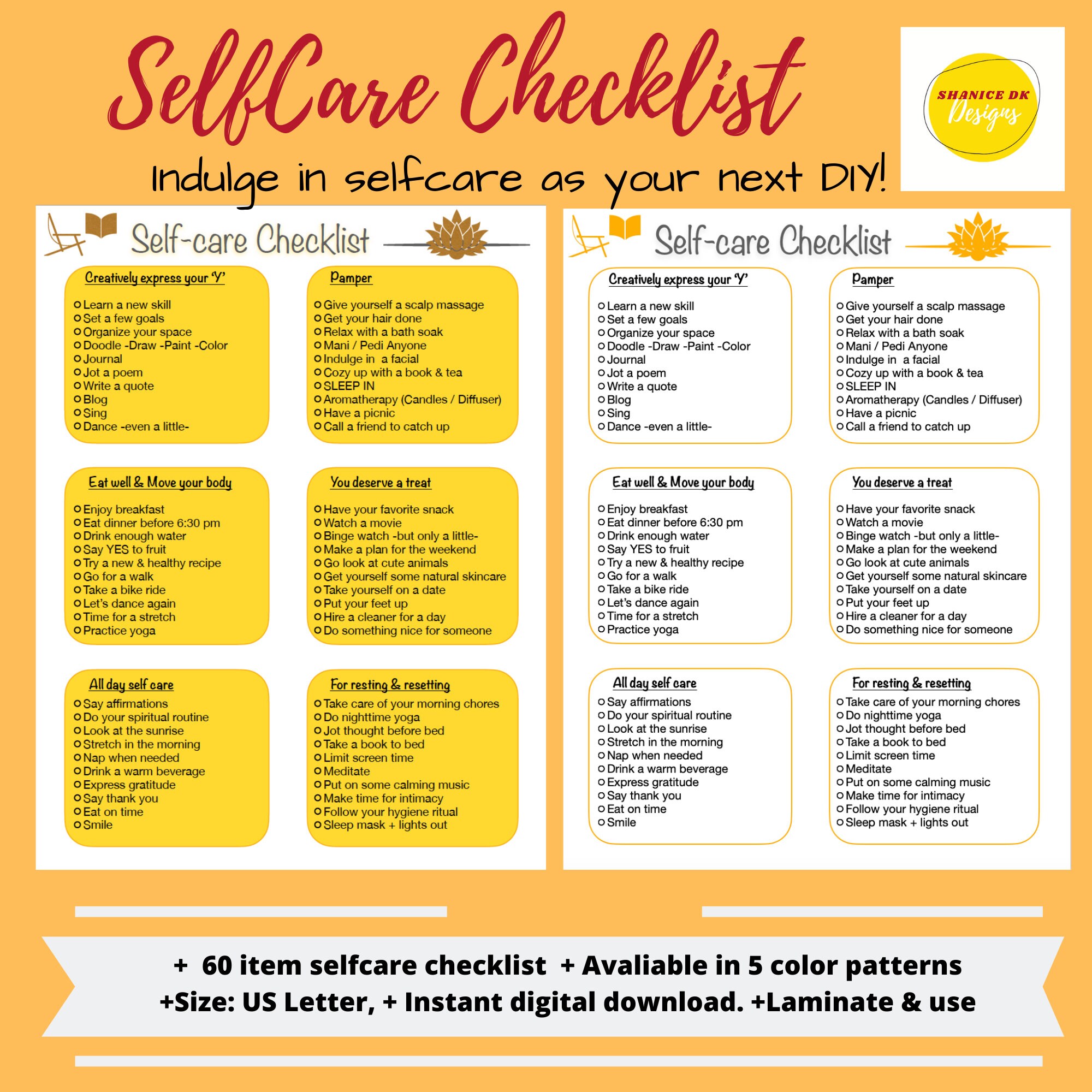 Selfcare Checklist Daily Self Care Routine Self Care To-do - Etsy