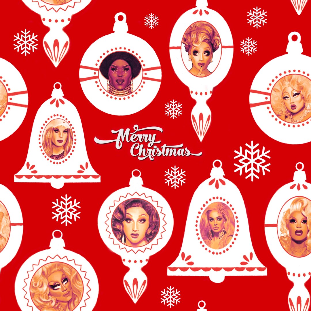 Drag Race Vintage Style Christmas Wrapping Paper Bianca Del Rio, Trixie ...
